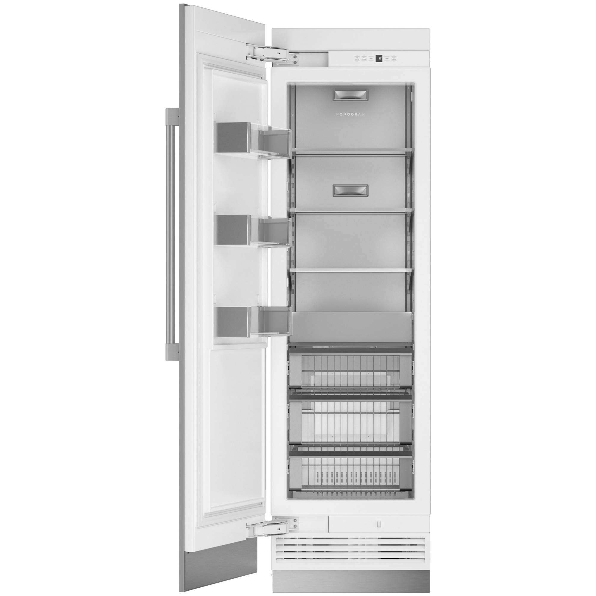 Monogram 24 in. 12.5 cu. ft. Built-In Upright Smart Freezer with Ice ...