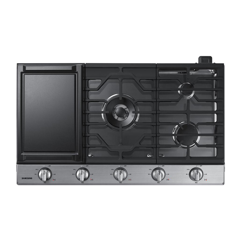 Samsung 36 in. 5-Burner Smart Natural Gas Cooktop with Griddle, Simmer ...