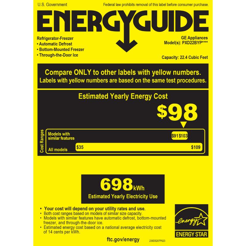 GE Profile 36 in. 22.4 cu. ft. Smart Counter Depth 4-Door French Door ...