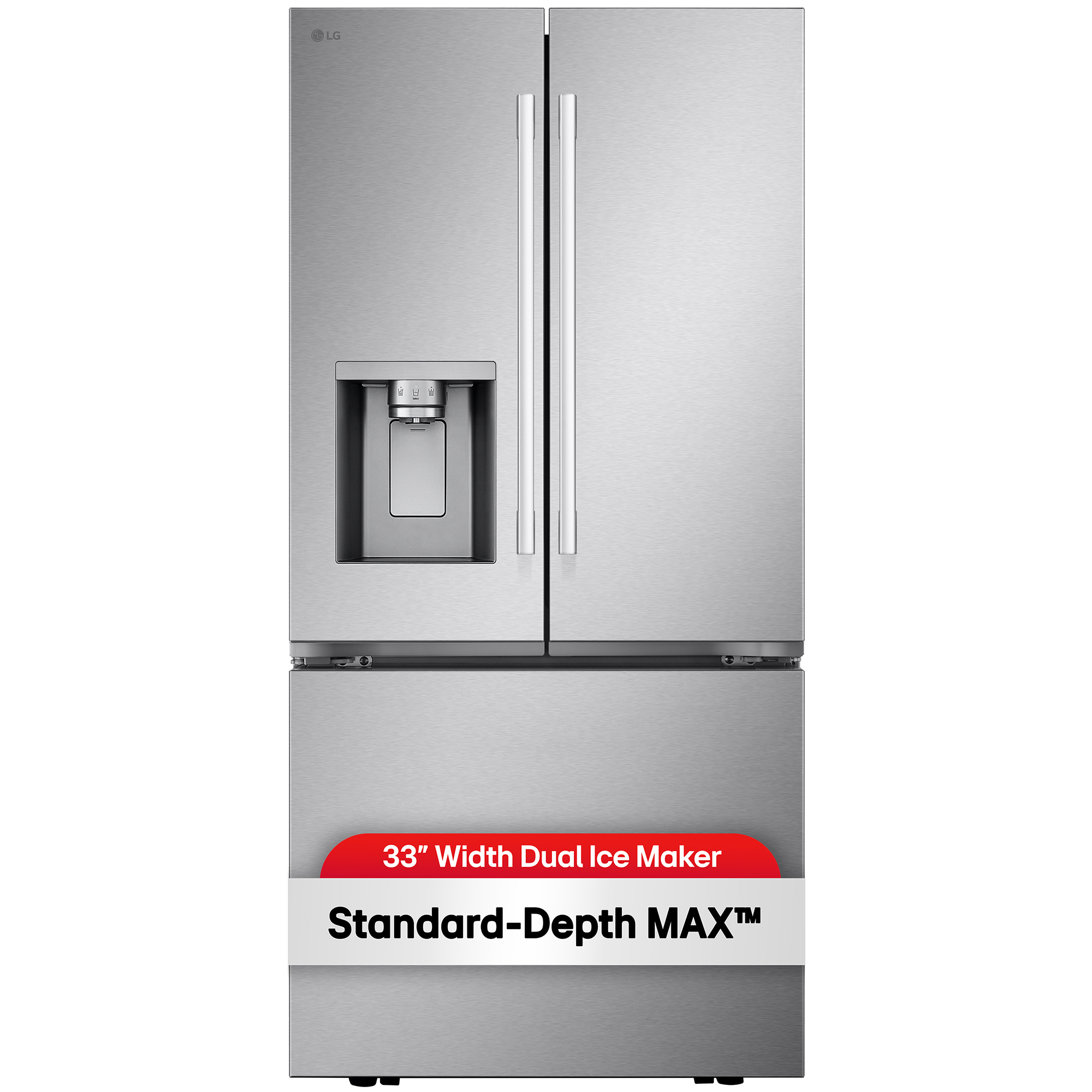 LG 33 in. 24.5 cu. ft. Smart French Door Refrigerator with Ice & Water ...