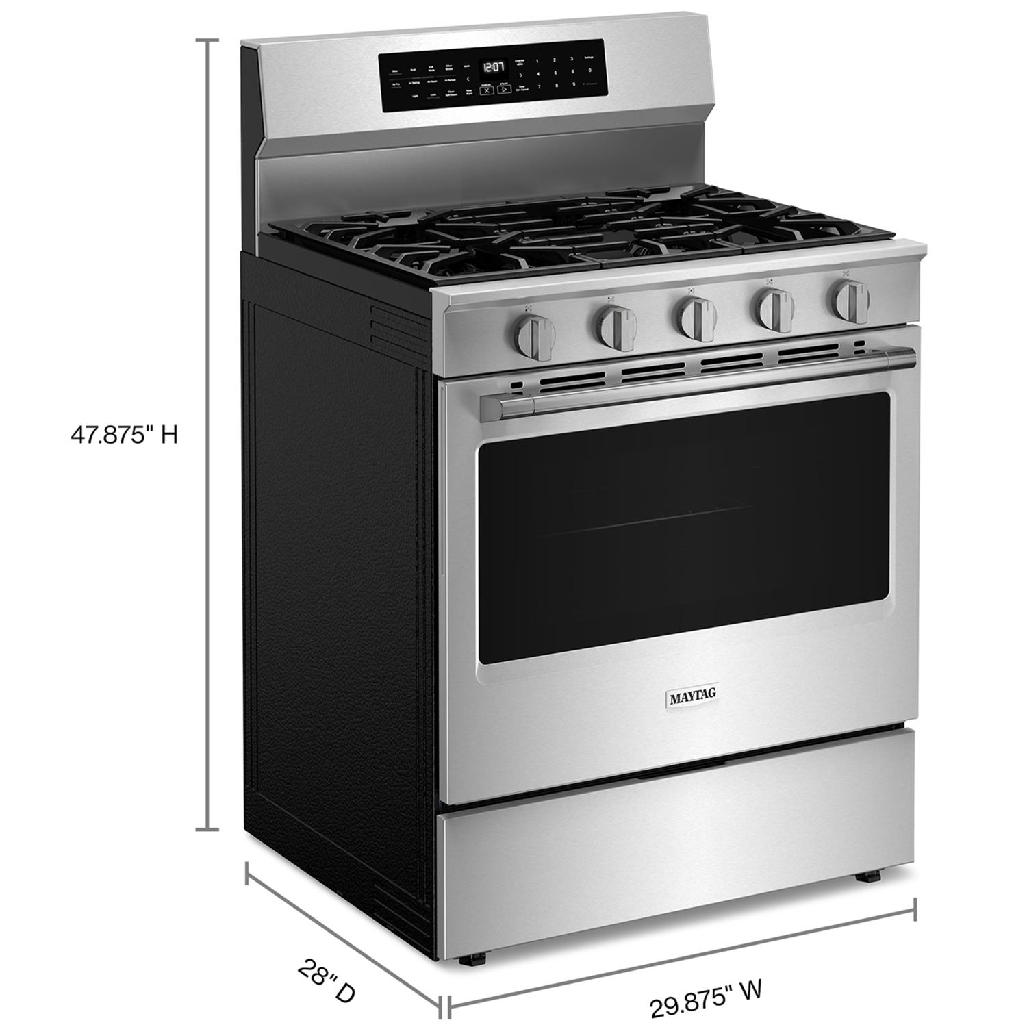 Maytag 30 in. 5 cu. ft. Smart Air Fry Standard Convection Gas Range ...