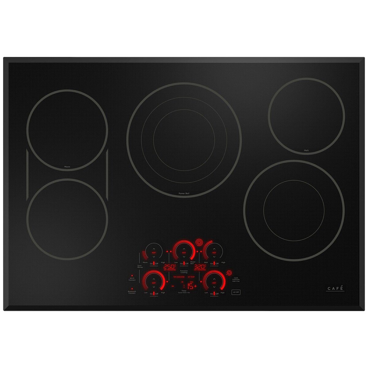 Cafe 30 in. 5-Burner Smart Electric Cooktop with Simmer Burner & Power ...
