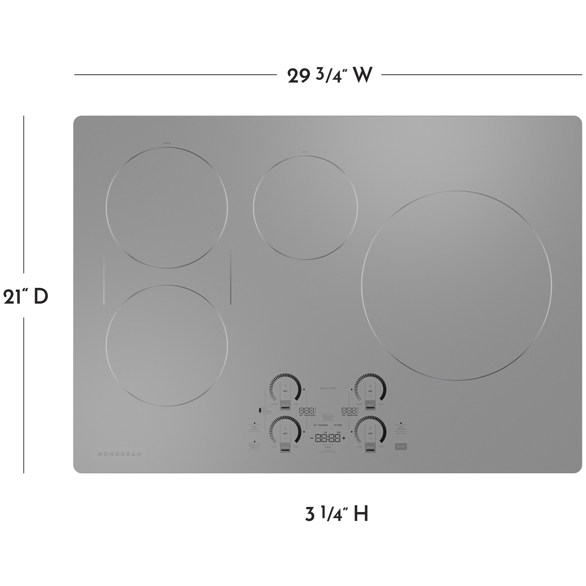 Monogram 30 in. 4-Burner Smart Induction Cooktop with Power Burner ...
