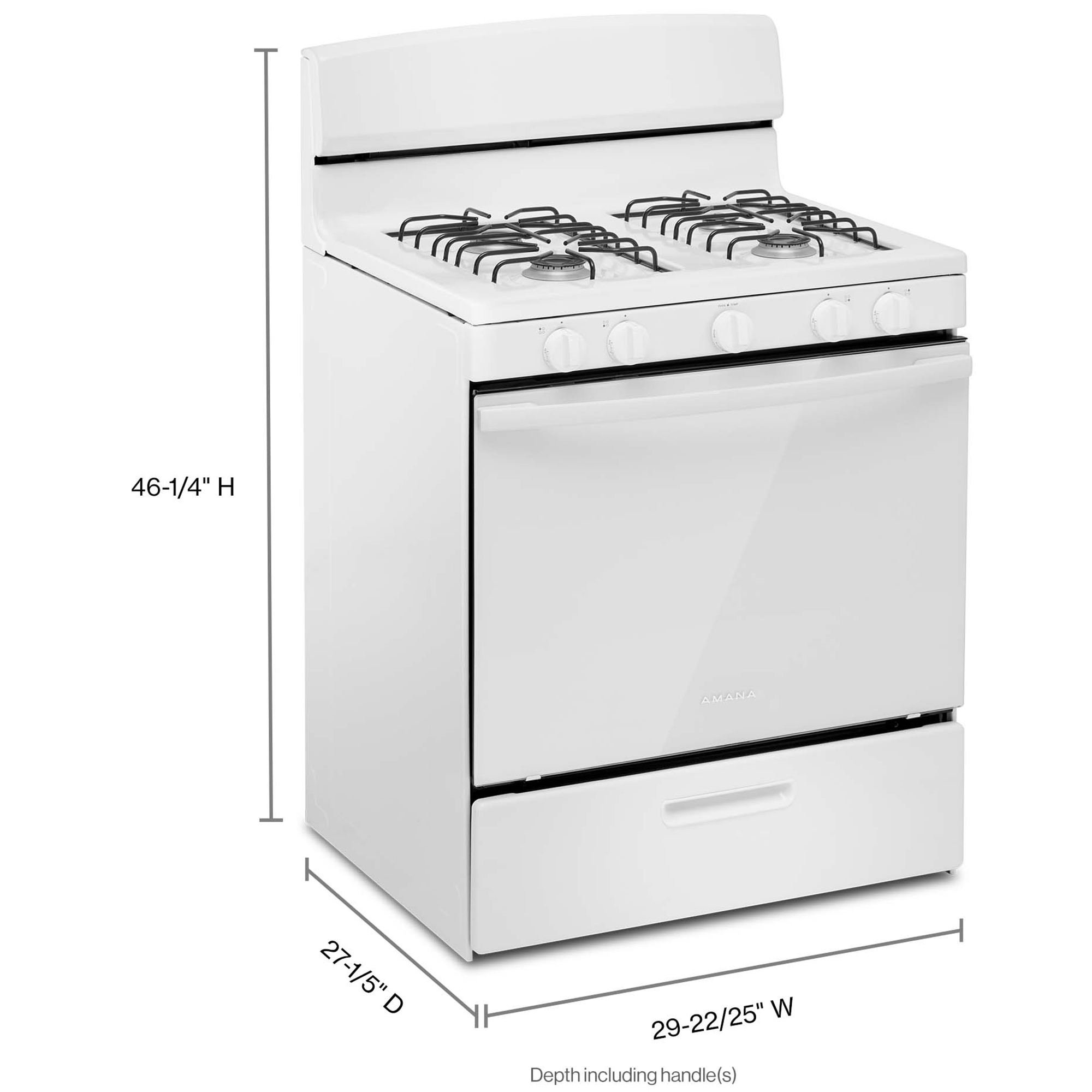 Amana 30 in. 5 cu. ft. Gas Range with 4 Sealed Burners - White | P.C ...