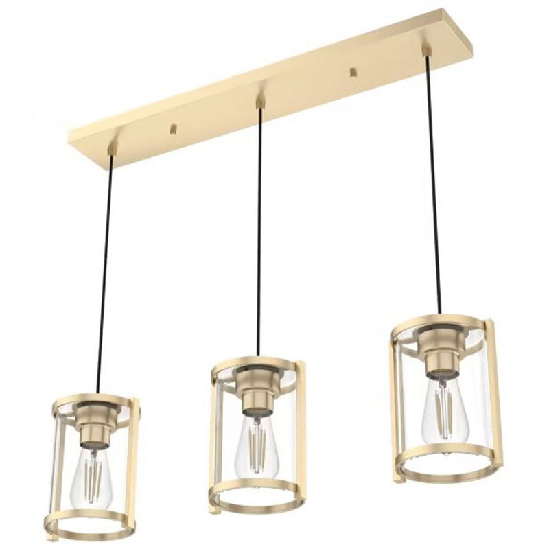 Hunter Astwood 9 in. 3-Light Linear Cluster Ceiling Light with Clear ...