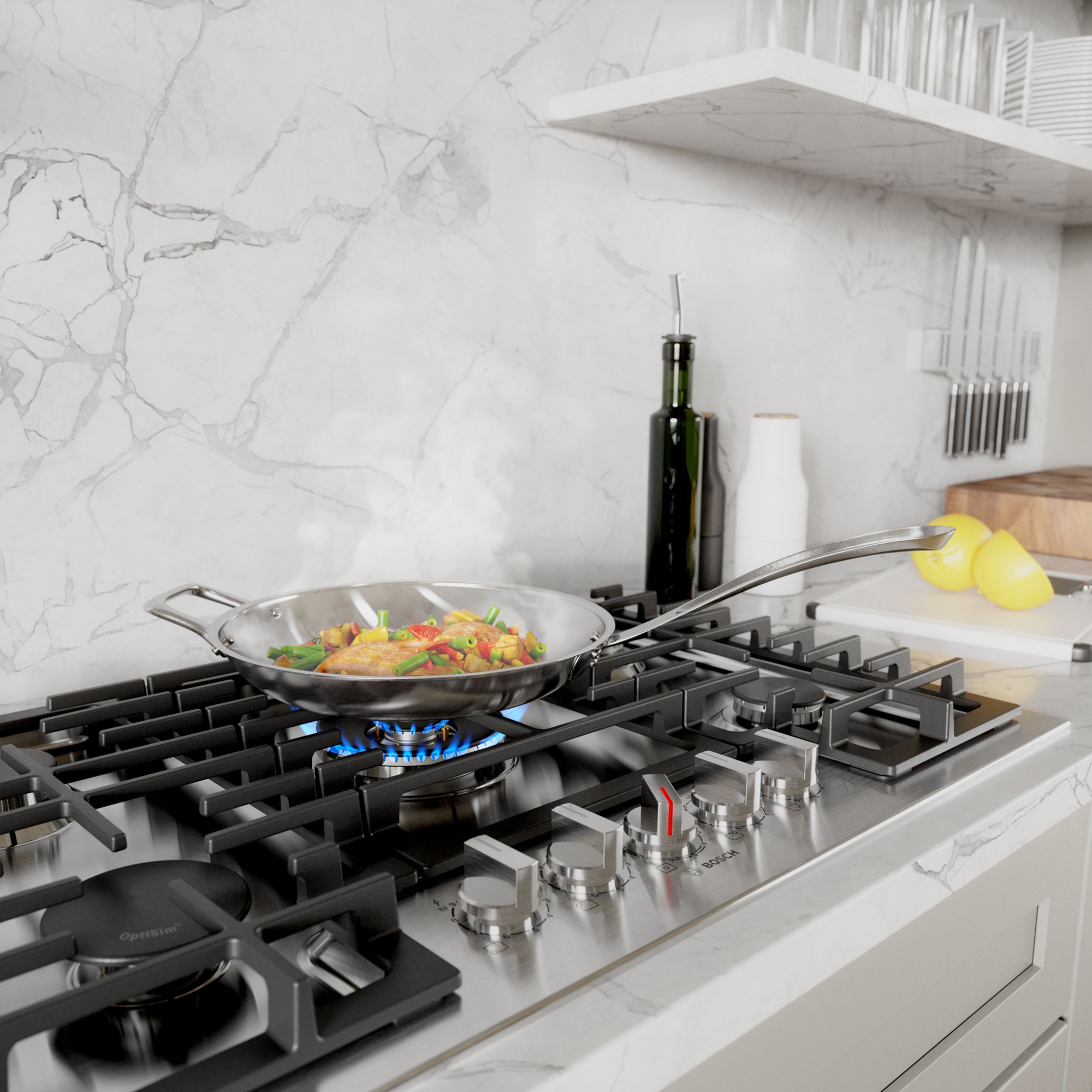 Bosch 800 Series 30 in. 5-Burner Natural Gas Cooktop with Simmer Burner ...