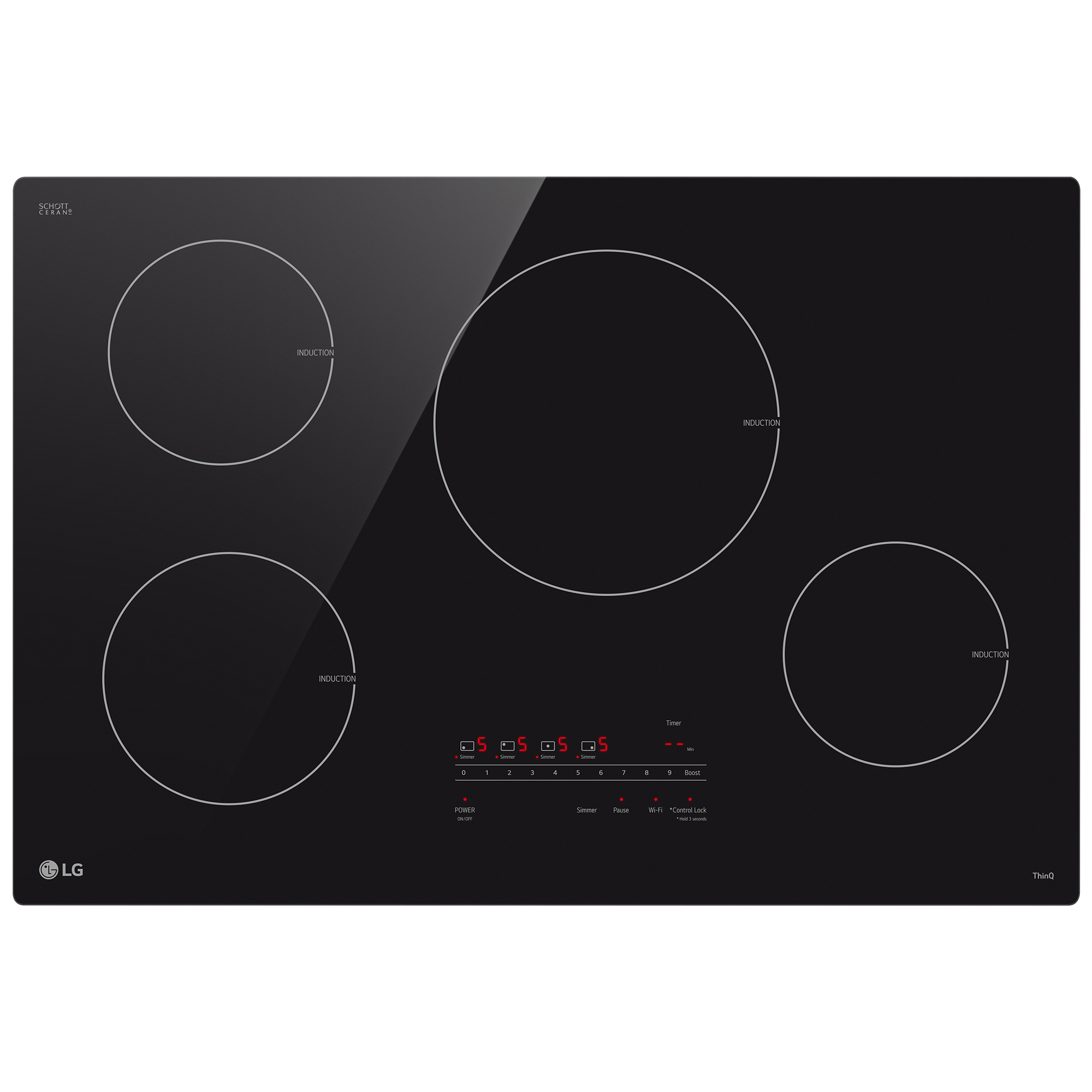 LG 30 in. 4-Burner Smart Induction Cooktop with Simmer Burner & Power ...