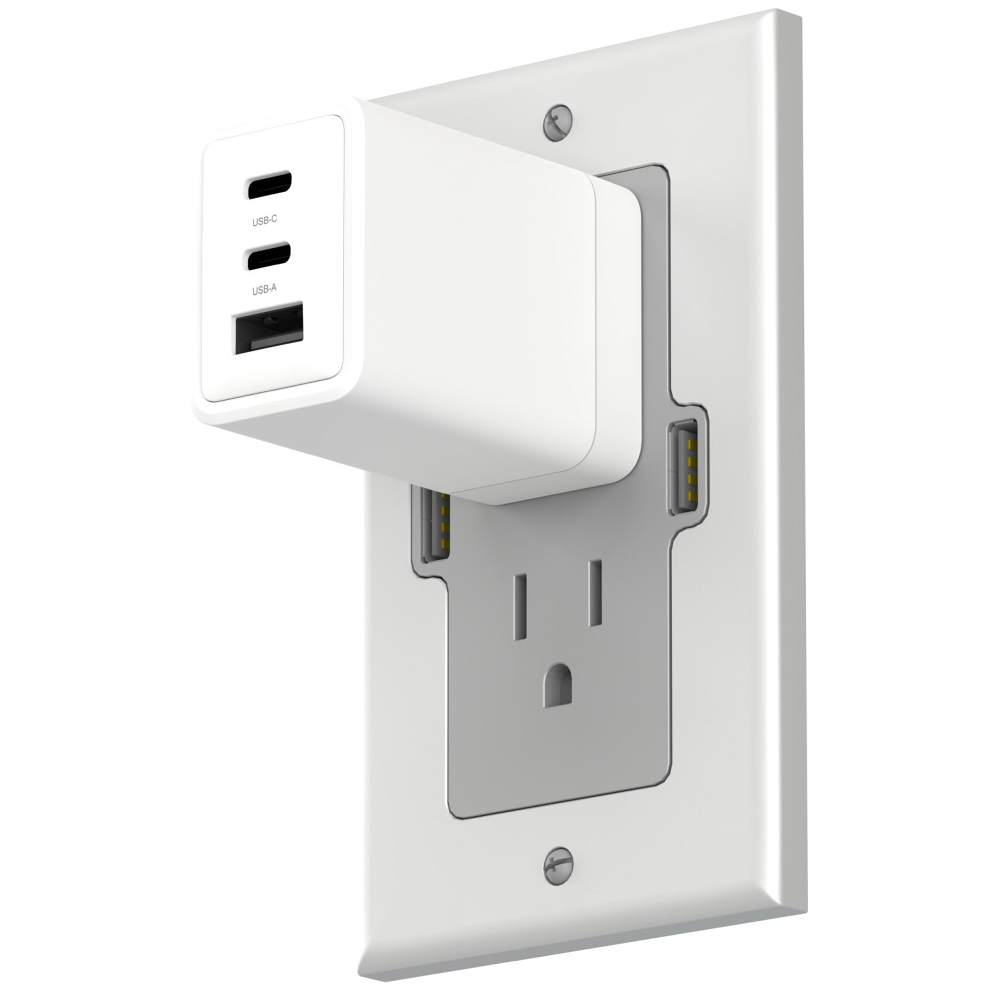 PhoneSuit - GaN USB-C/C/A 65-Watt Wall Charger - White | P.C. Richard & Son