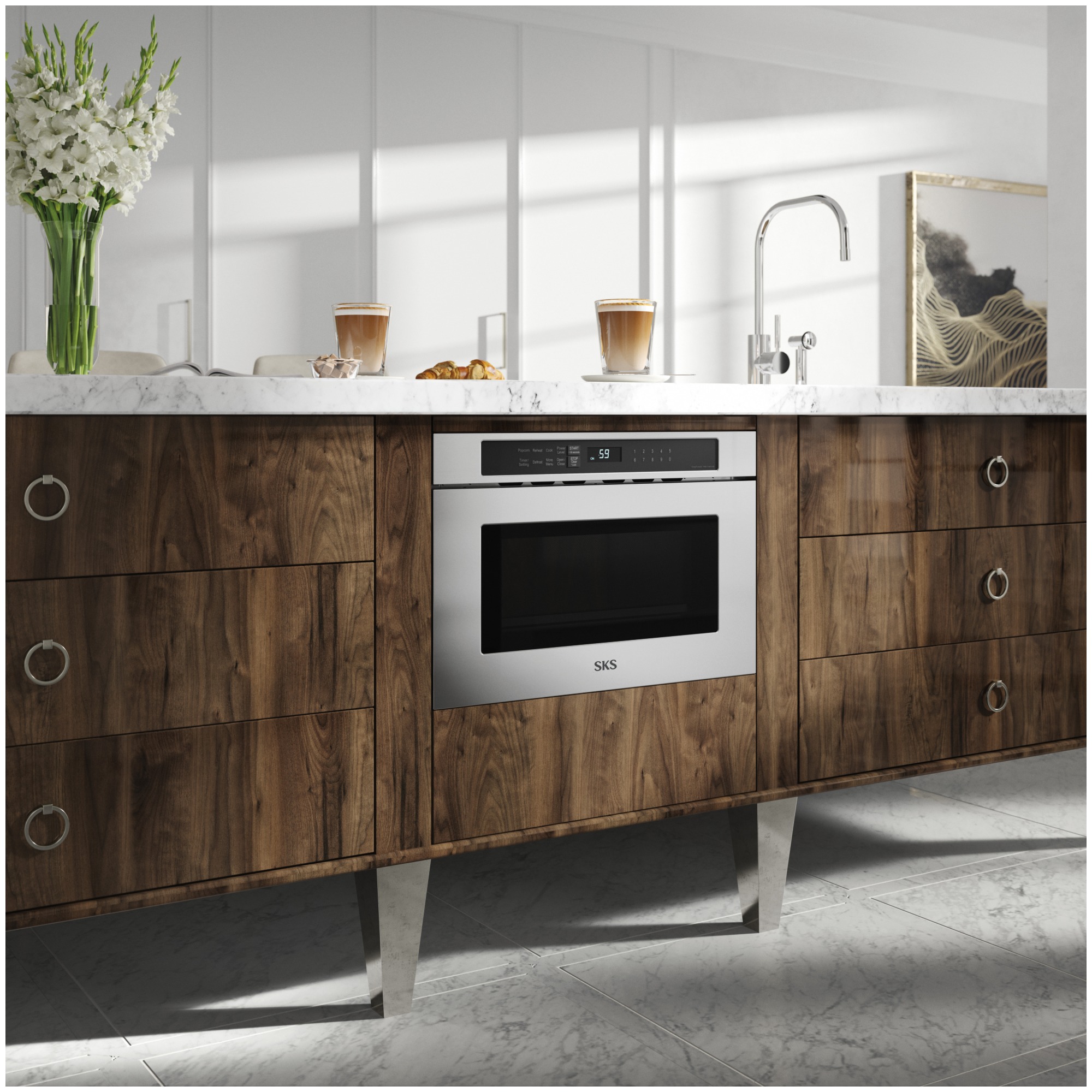 Signature Kitchen Suite 24 in. 1.2 cu. ft. 900W Drawer Microwave with ...