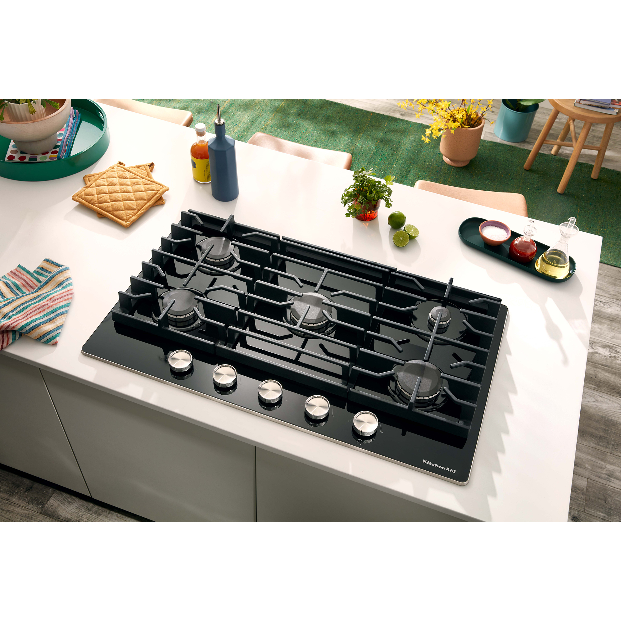 KitchenAid 30 in. 5-Burner Natural Gas Cooktop with Simmer Burner ...