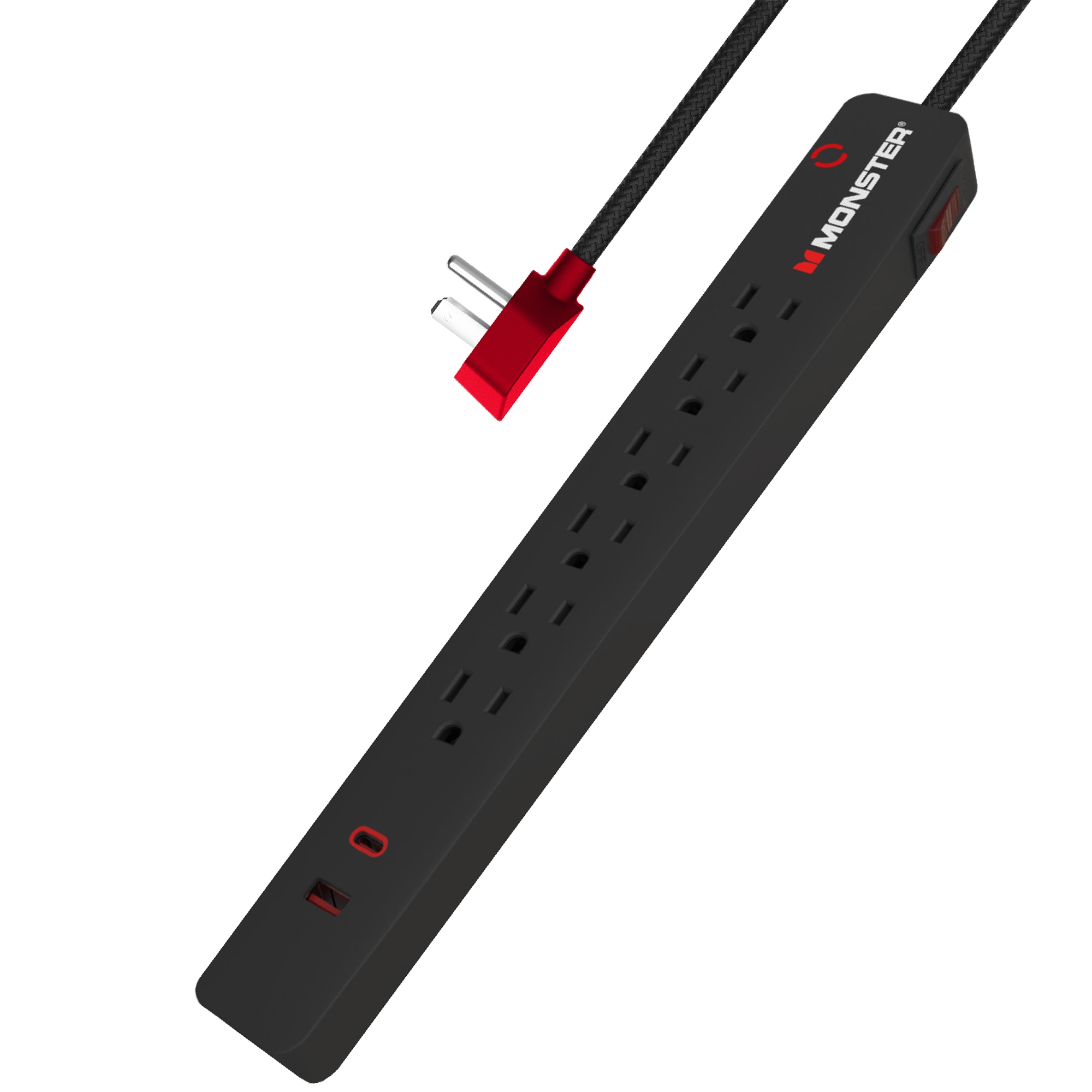 Monster Cable 6AC Grounded Outlet + 1 USB-A, 1 USB-C (WITH 20WPD)-1200J ...