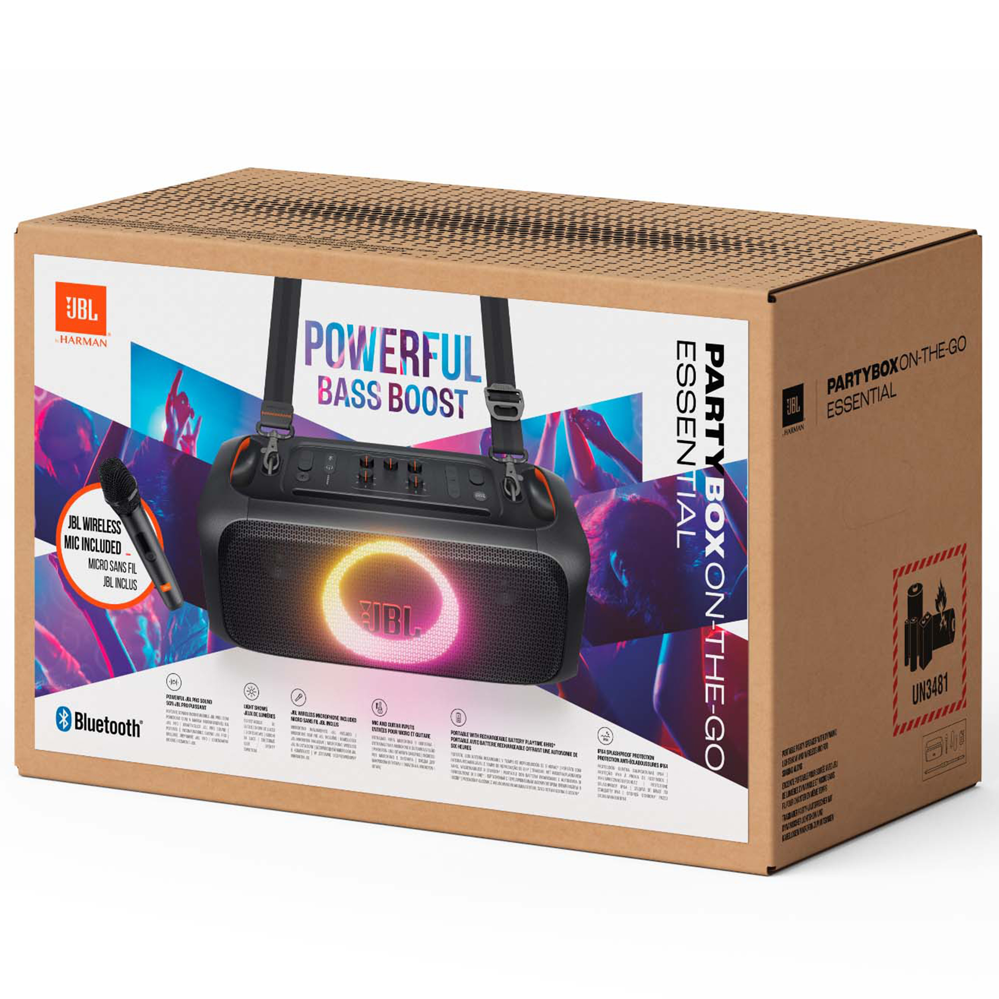 JBL Partybox On-The-Go Essential Rechargeable Splashproof Bluetooth ...