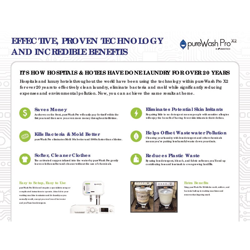 PureWash Pro X2 Sanitizing Detergent-Less Home Laundry System | P.C ...