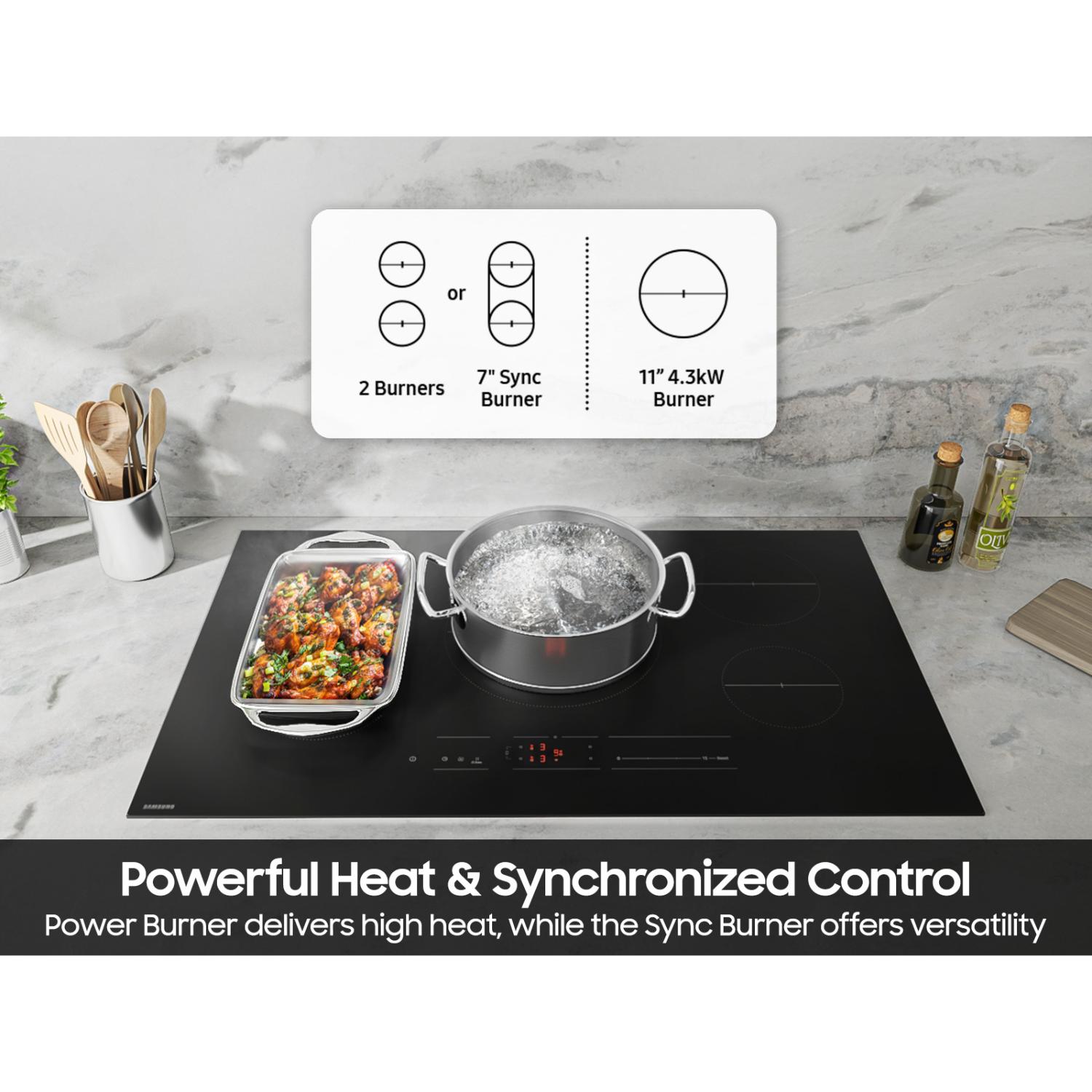 Samsung 36 in. 5-Burner Smart Induction Cooktop with Simmer Burner ...