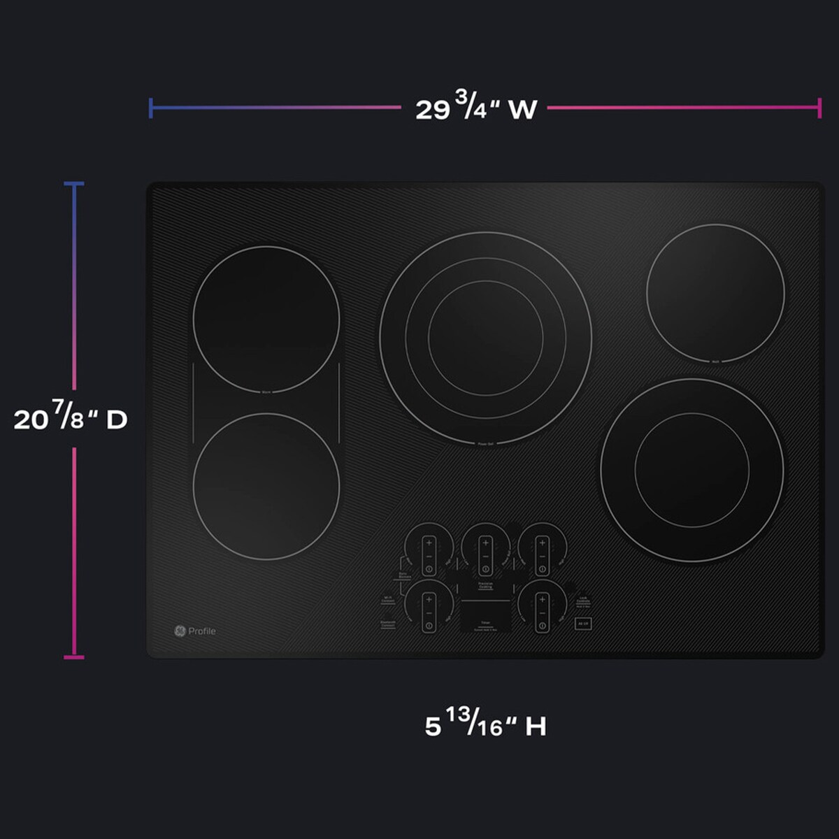 GE Profile 30 in. 5-Burner Smart Electric Cooktop with Simmer Burner ...