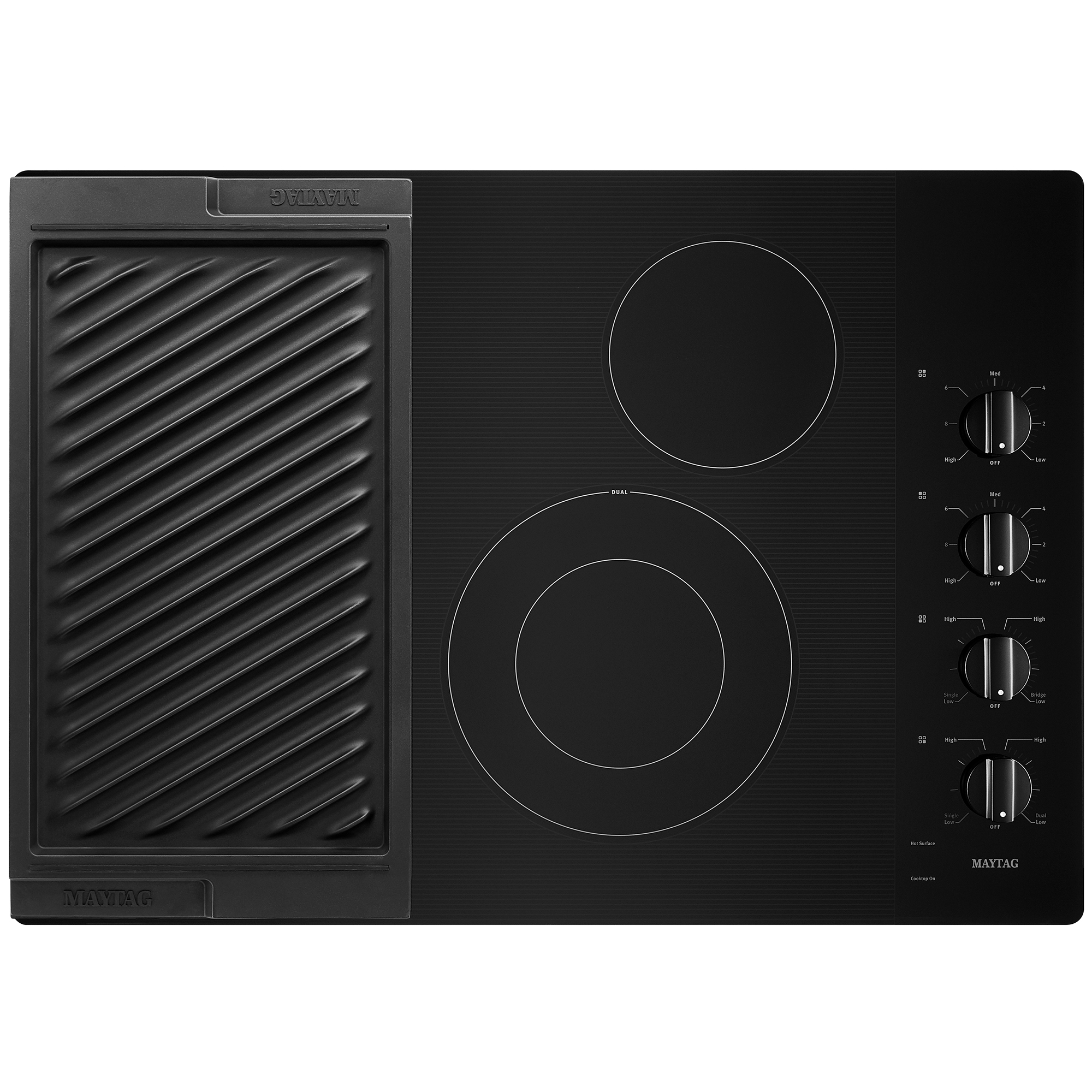 Maytag 30 in. 4-Burner Electric Cooktop with Power Burner, Reversible ...