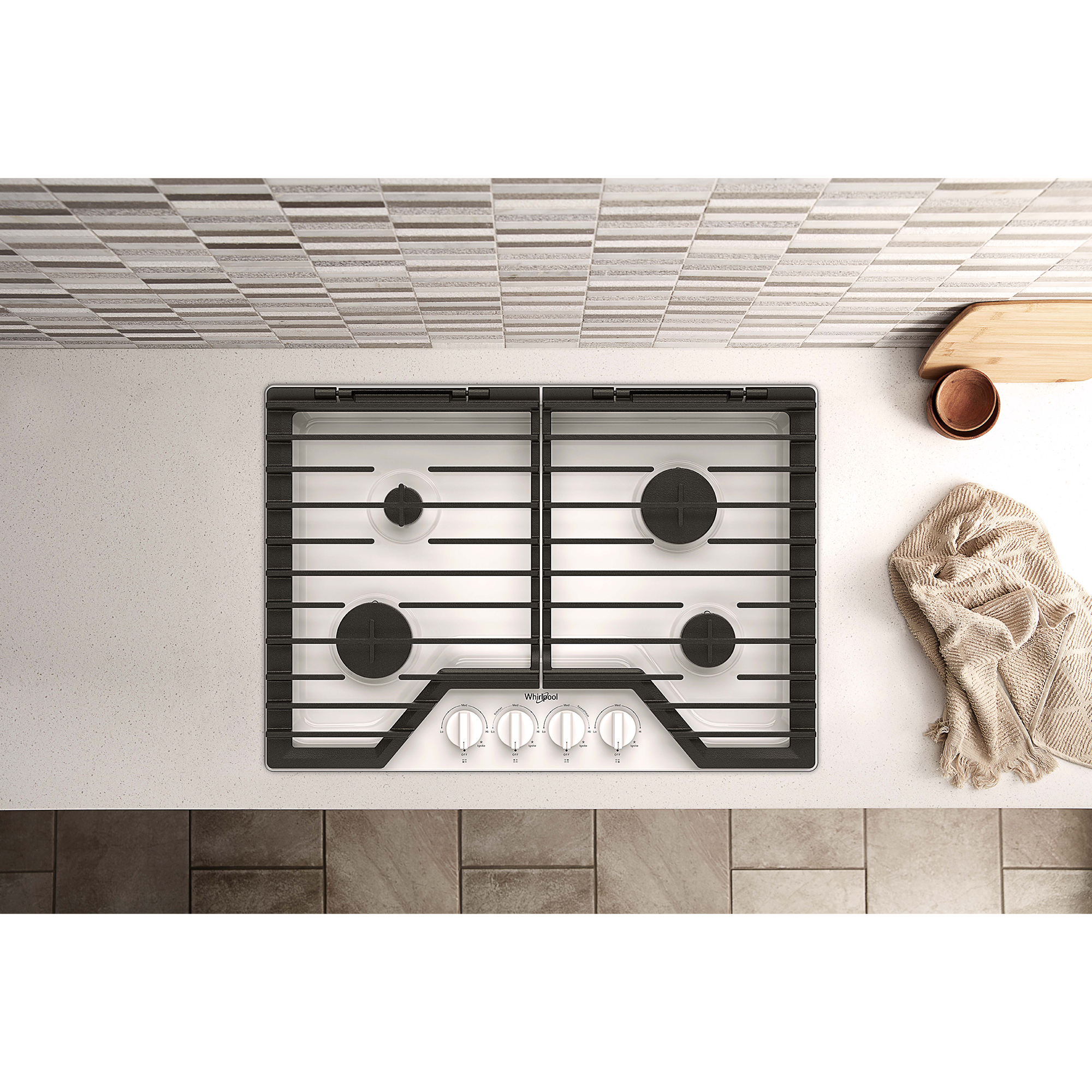 Whirlpool 30 in. 4-Burner Natural Gas Cooktop with Simmer Burner ...