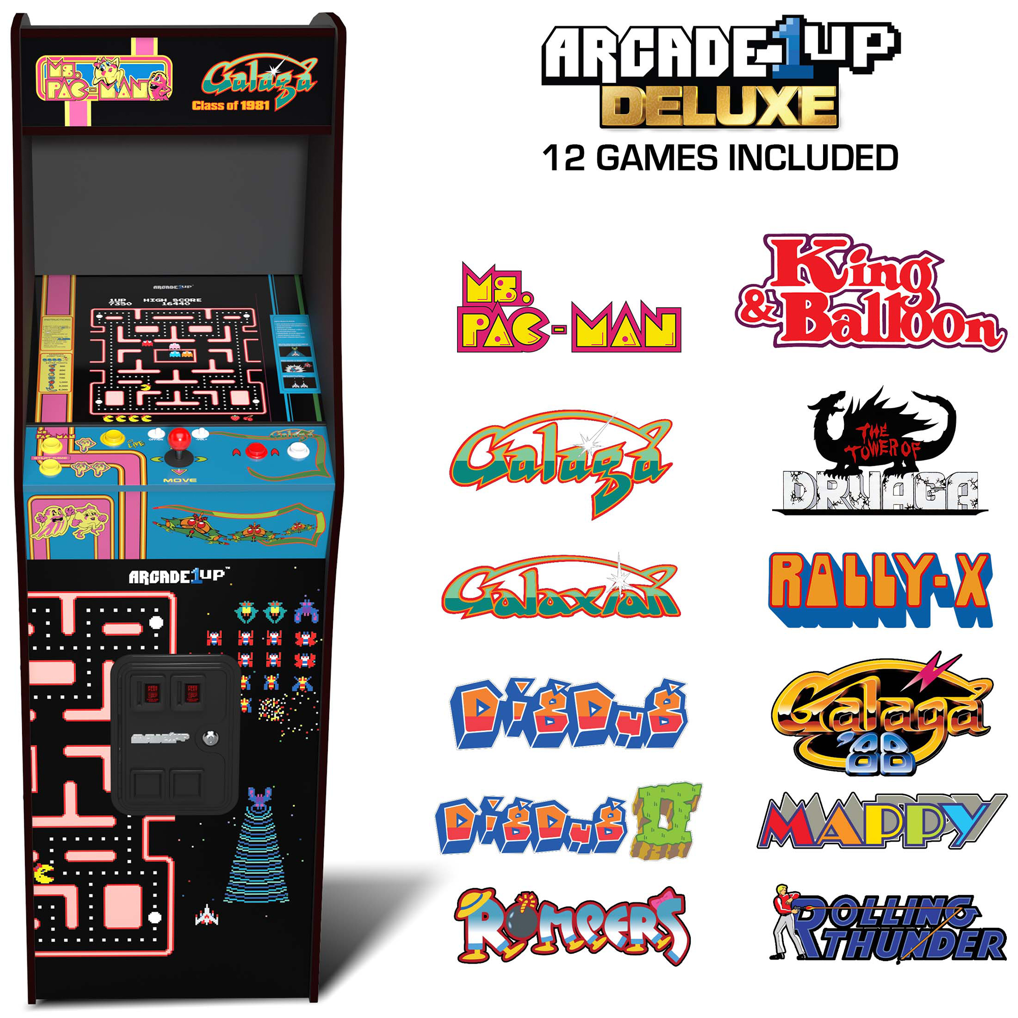 Arcade1Up Ms. PAC-MAN & GALAGA Class of 81 Deluxe Arcade Game | P.C ...