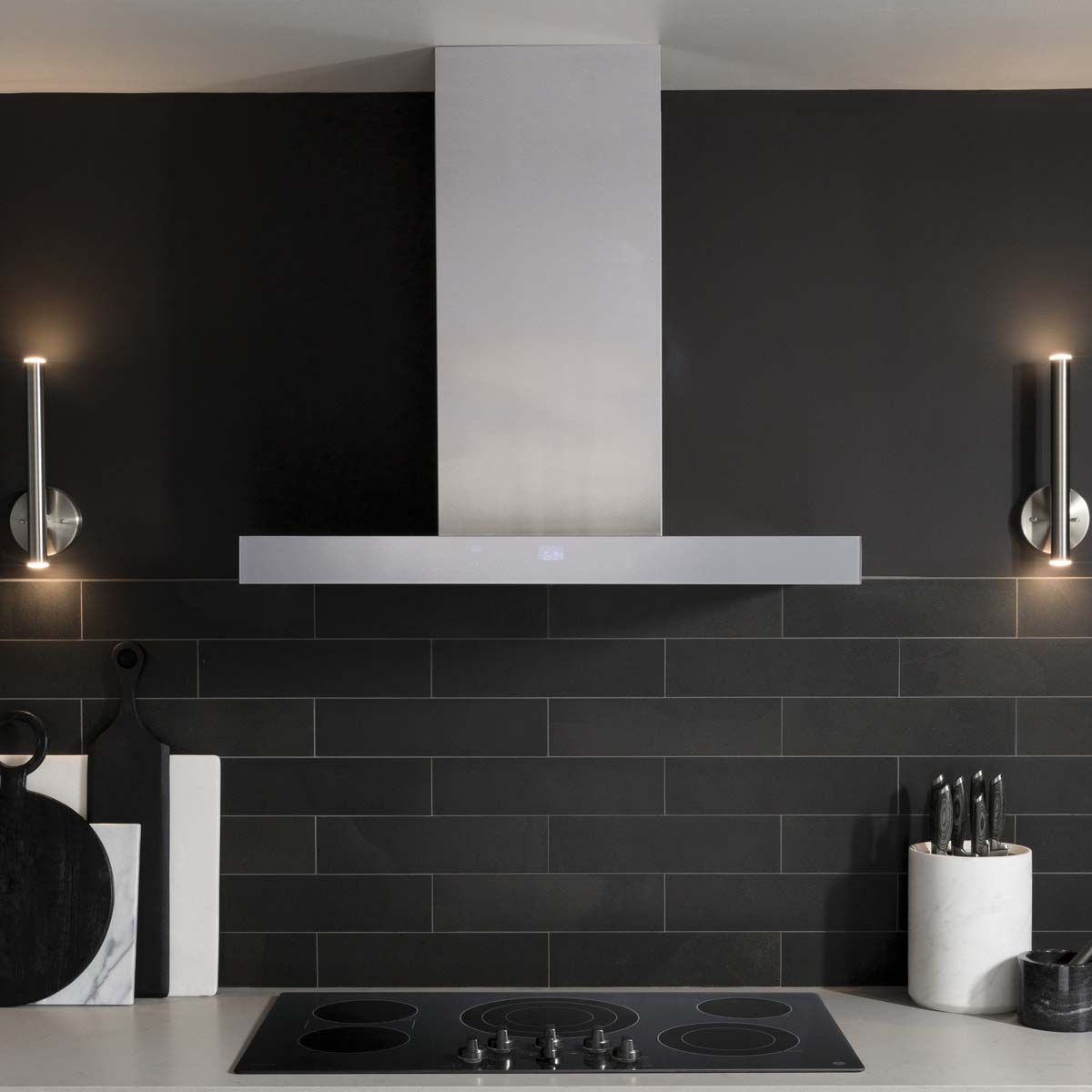 GE 36 in. Smart Convertible Chimney Style Range Hood with 610 CFM, 4 ...