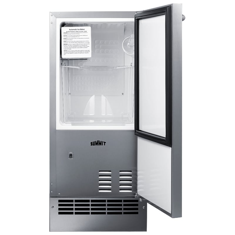 Summit 15 in. Ice Maker with 22 Lbs. Ice Storage Capacity - Stainless ...