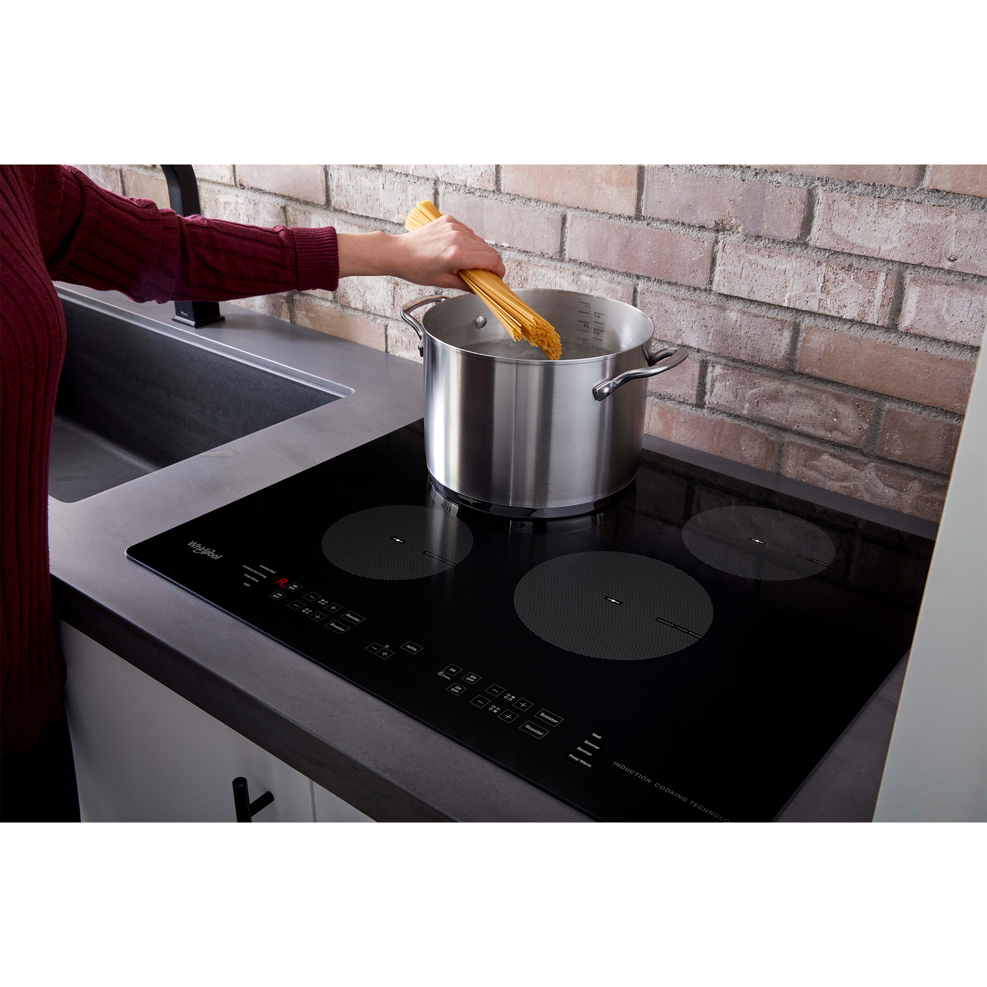 Whirlpool 24 in. 4-Burner Induction Cooktop with Simmer Burner & Power ...
