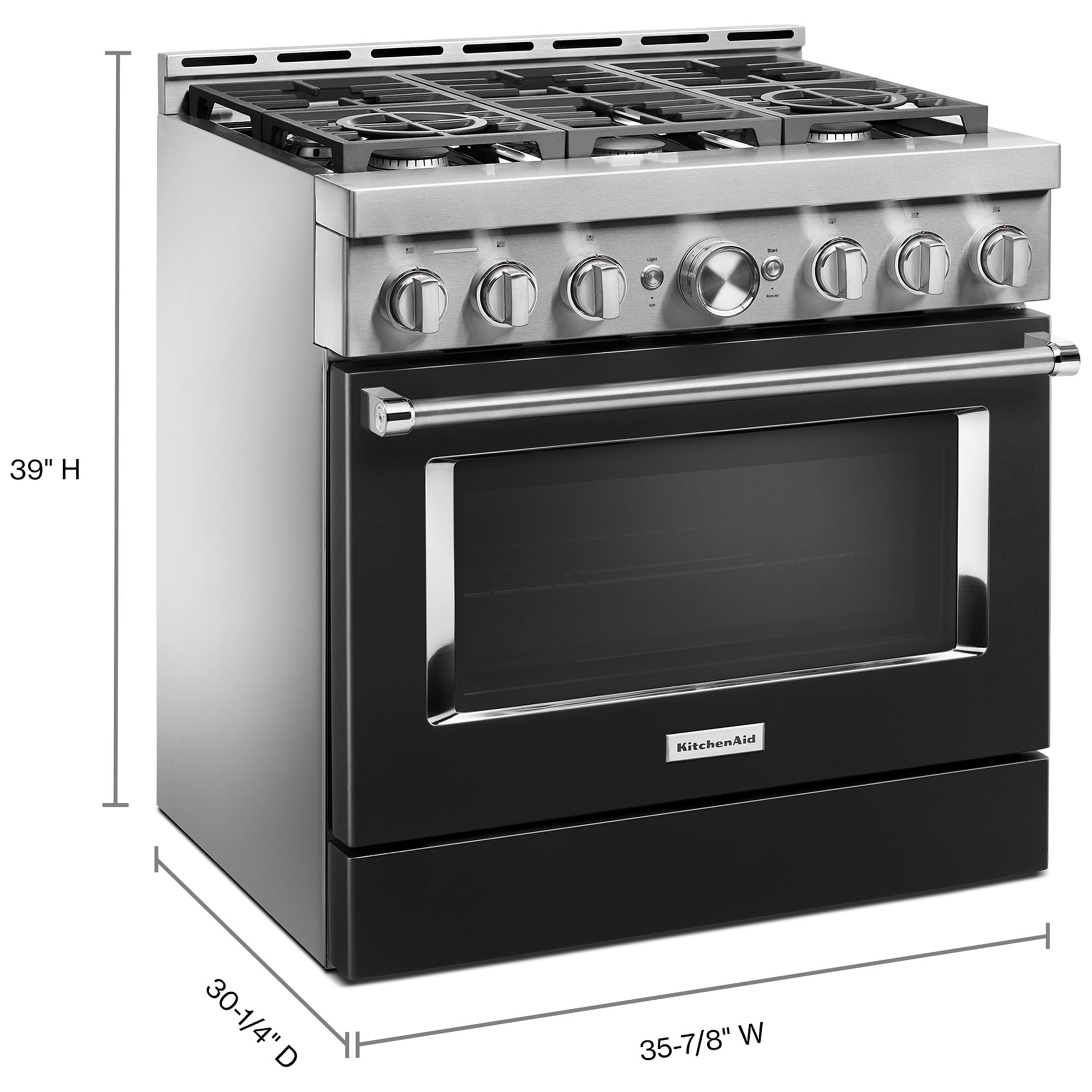 KitchenAid 36 in. 5.1 cu. ft. Smart Convection Oven Freestanding Gas ...