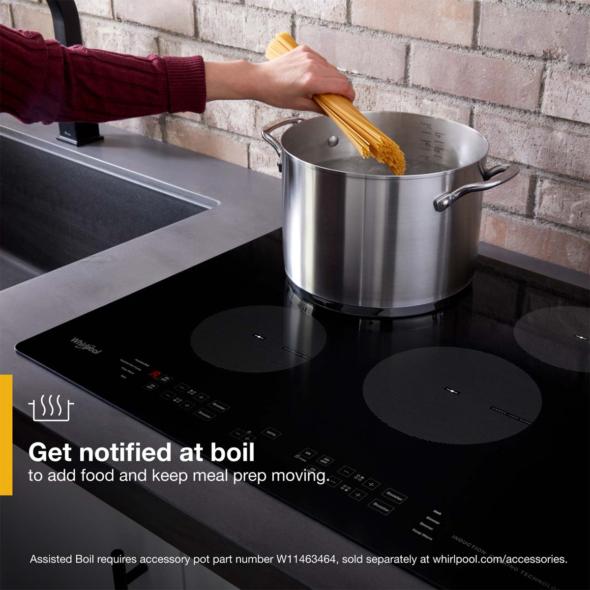 Whirlpool 24 in. 4-Burner Induction Cooktop with Simmer Burner & Power ...