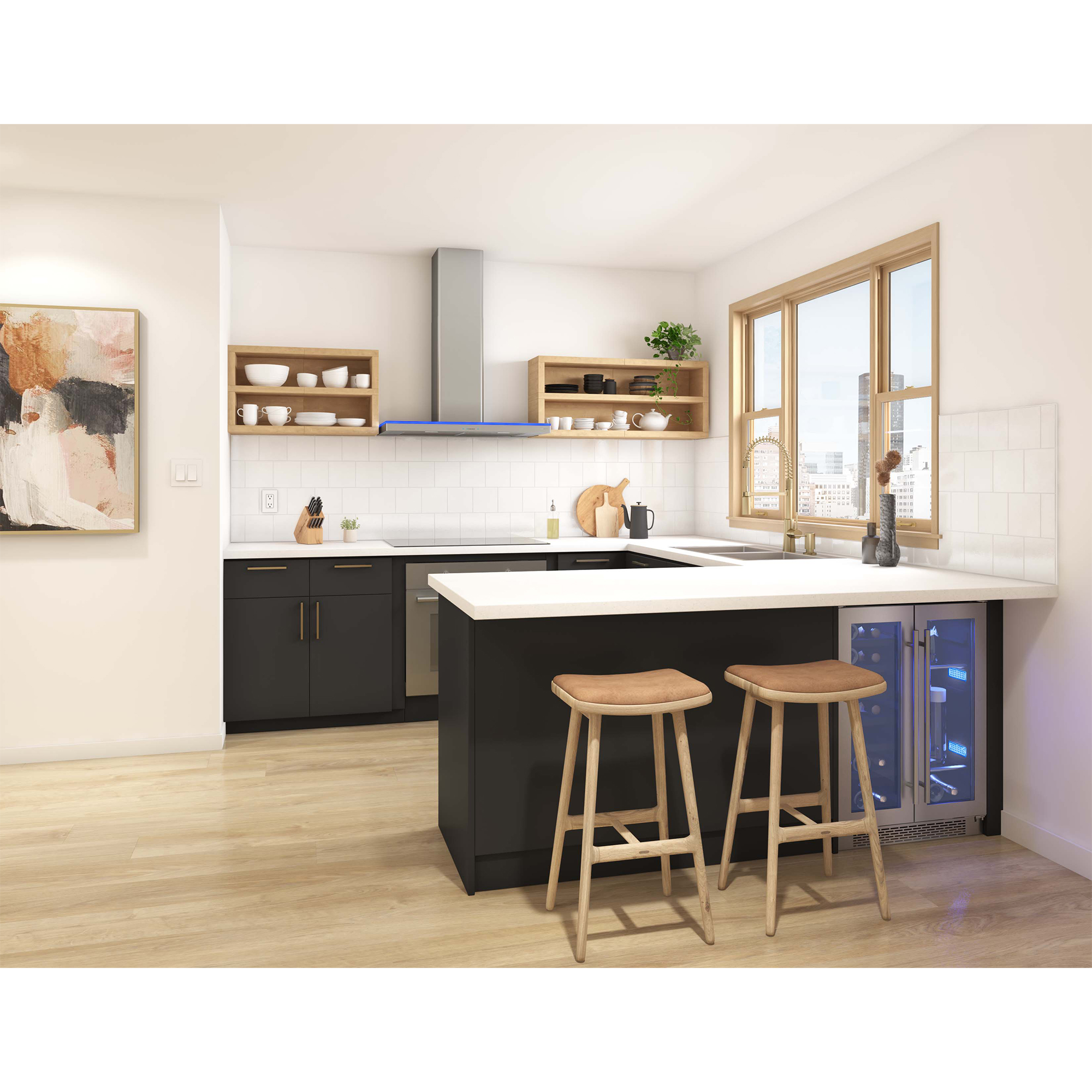 Zephyr Luce Series 36 in. Convertible Chimney Style Range Hood with 600 ...