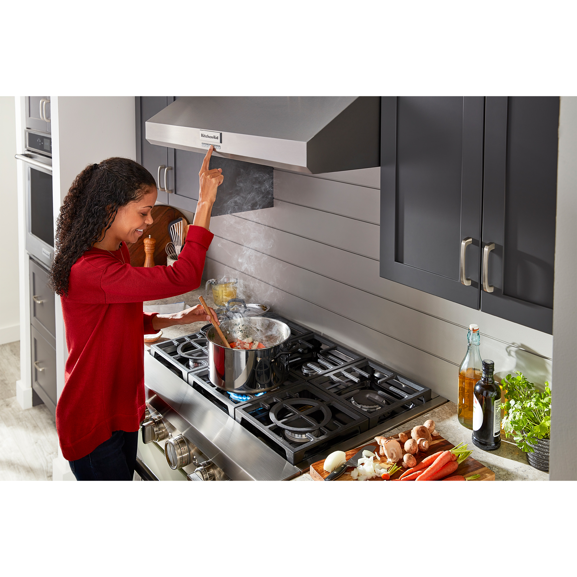 KitchenAid 36 in. Ducted Standard Style Range Hood with 585 CFM, 4 Fan ...