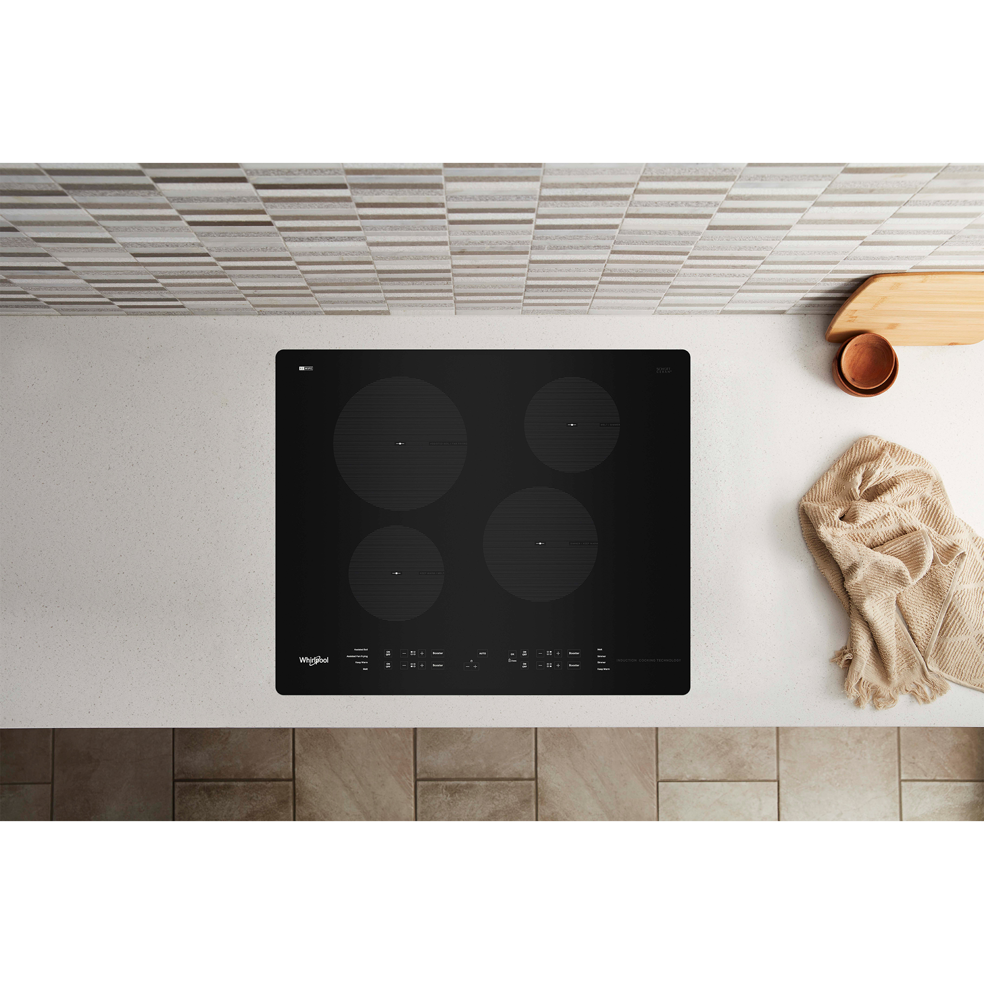 Whirlpool 24 in. 4-Burner Induction Cooktop with Simmer Burner & Power ...