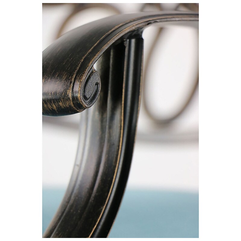 Hanover Traditions 7-Piece Dining Set in Blue with a 60 In. Round Cast ...