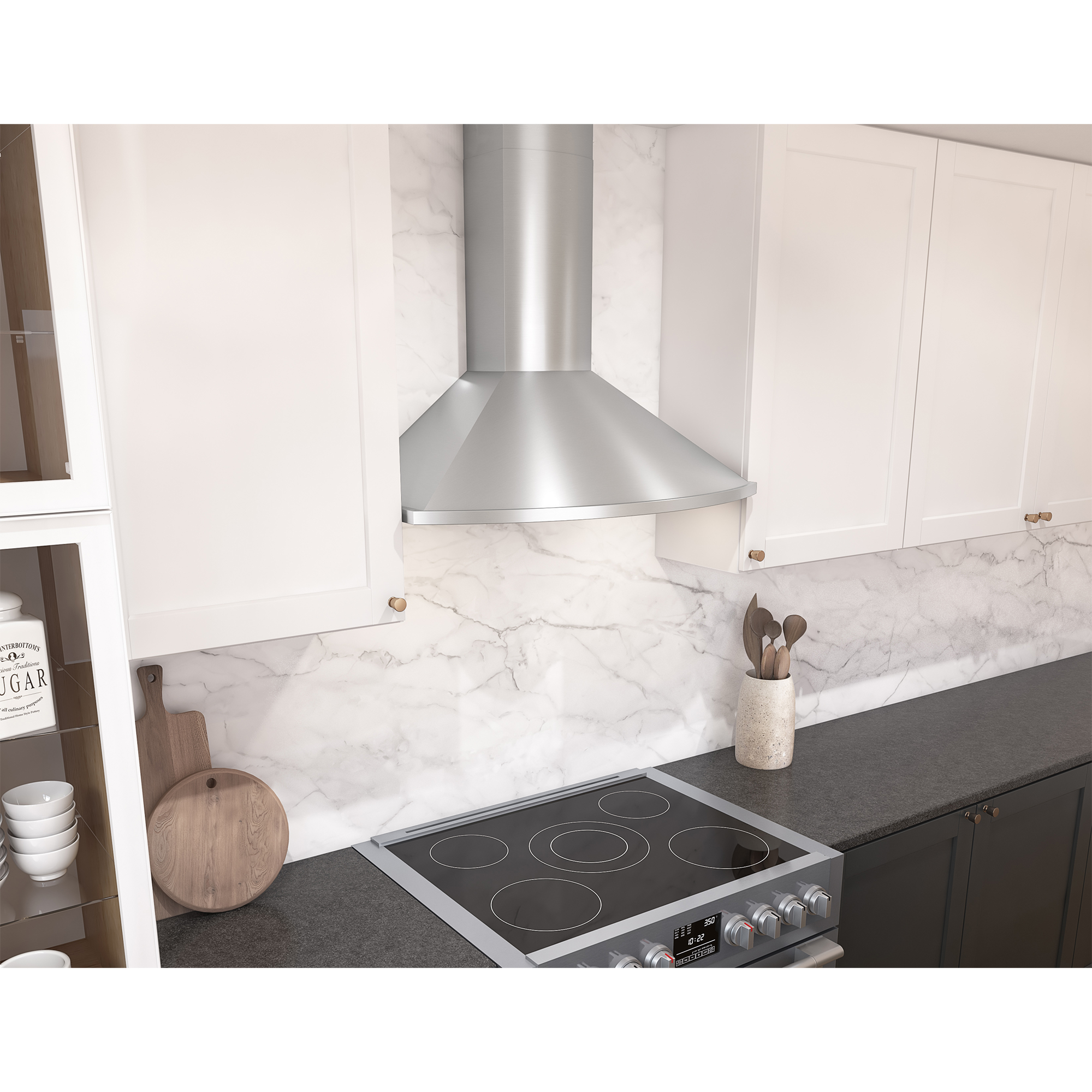 Zephyr 36 in. Convertible Chimney Style Range Hood with 600 CFM, 5 Fan ...