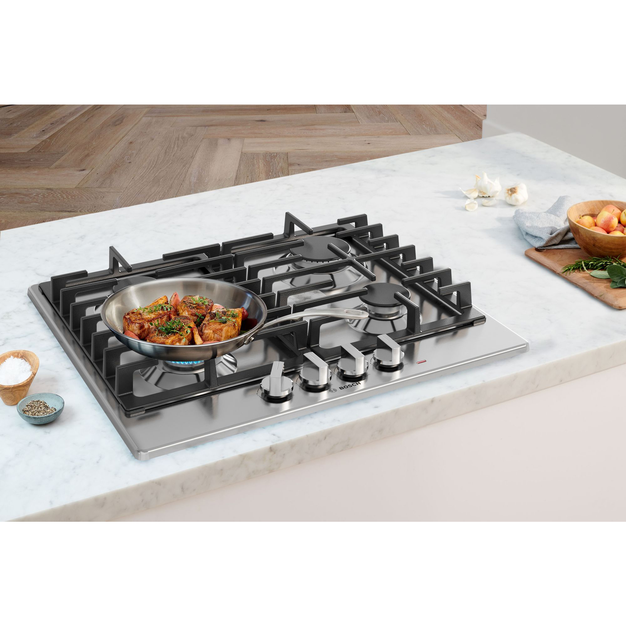 Bosch 500 Series 24 in. 4-Burner Natural Gas Cooktop with Simmer Burner ...