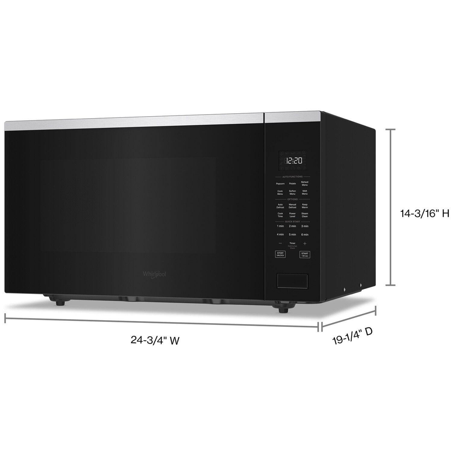 Whirlpool 25 in. 2.2 cu. ft. Countertop Microwave with 10 Power Levels ...
