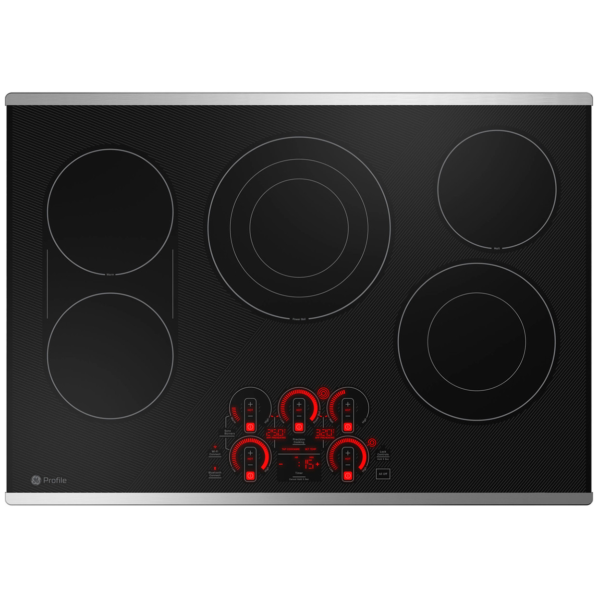 GE Profile 30 in. 5-Burner Smart Electric Cooktop with Power Burner ...