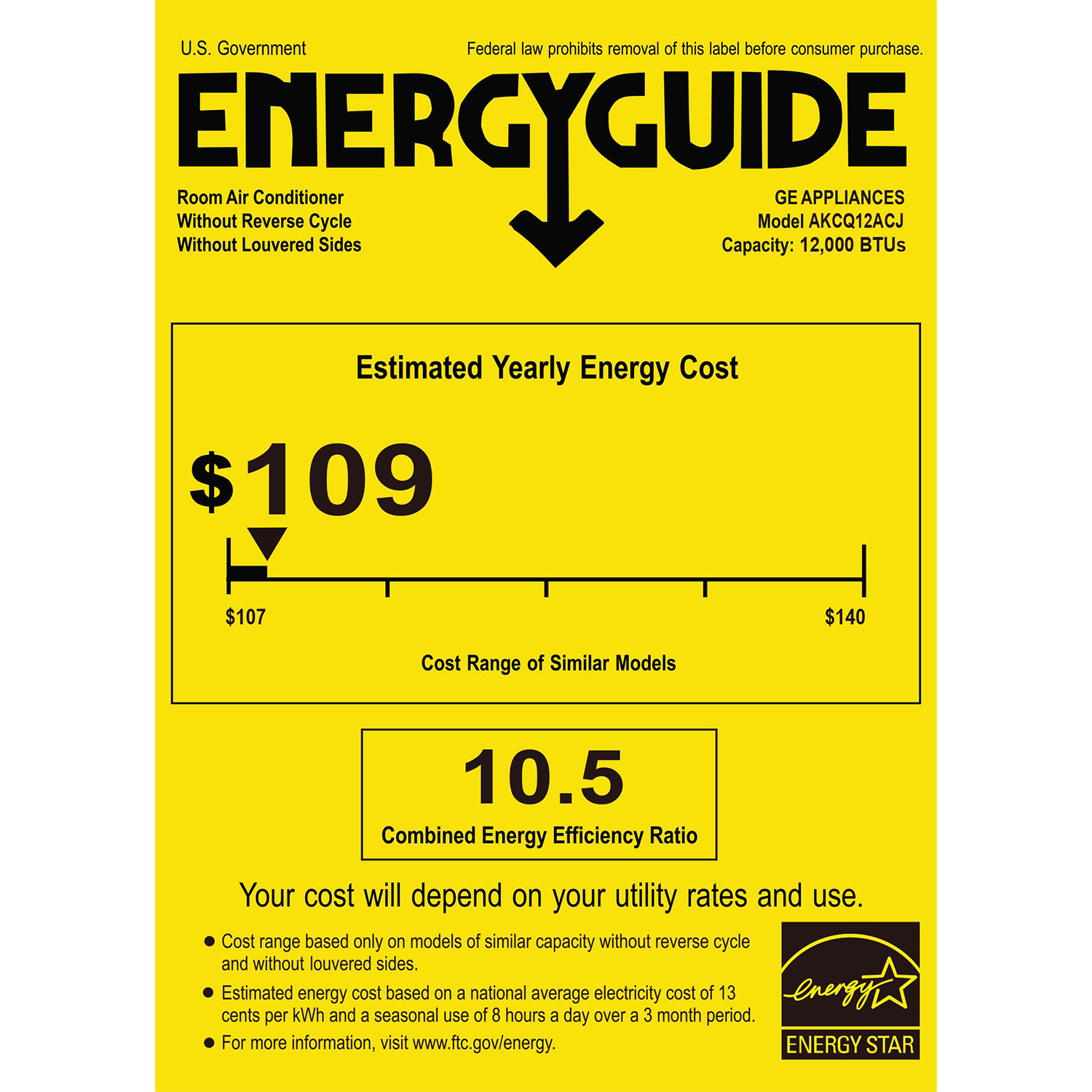 GE 12,000 BTU Through-the-Wall Air Conditioner with 3 Fan Speeds, Sleep ...