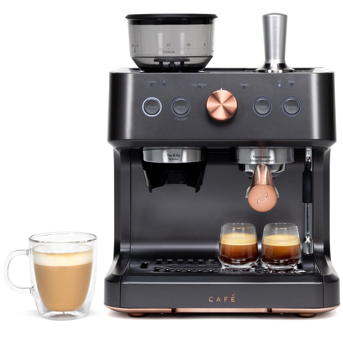 Cafe Bellissimo Semi-Automatic Espresso Machine + Frother - Matte Black ...