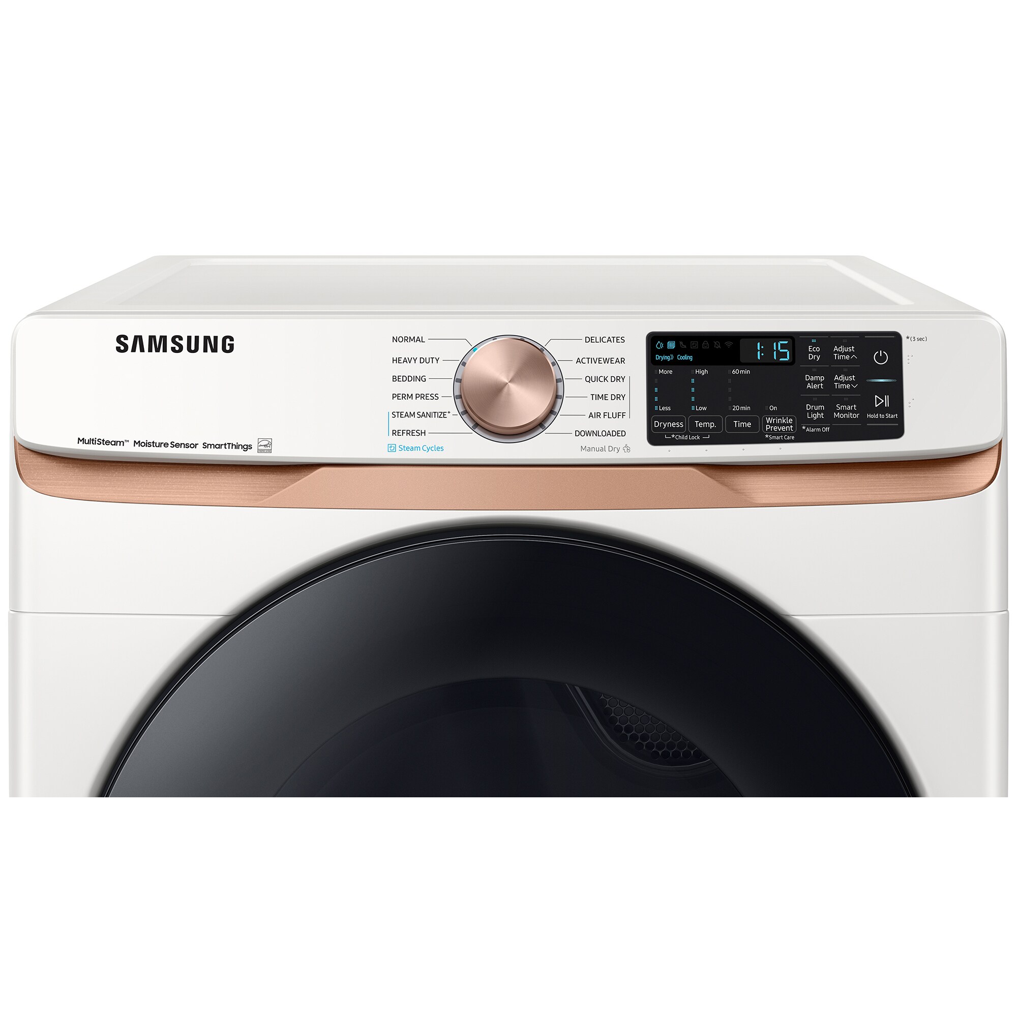 Samsung 27 in. 7.5 cu. ft. Smart Stackable Gas Dryer with Sanitize+ ...
