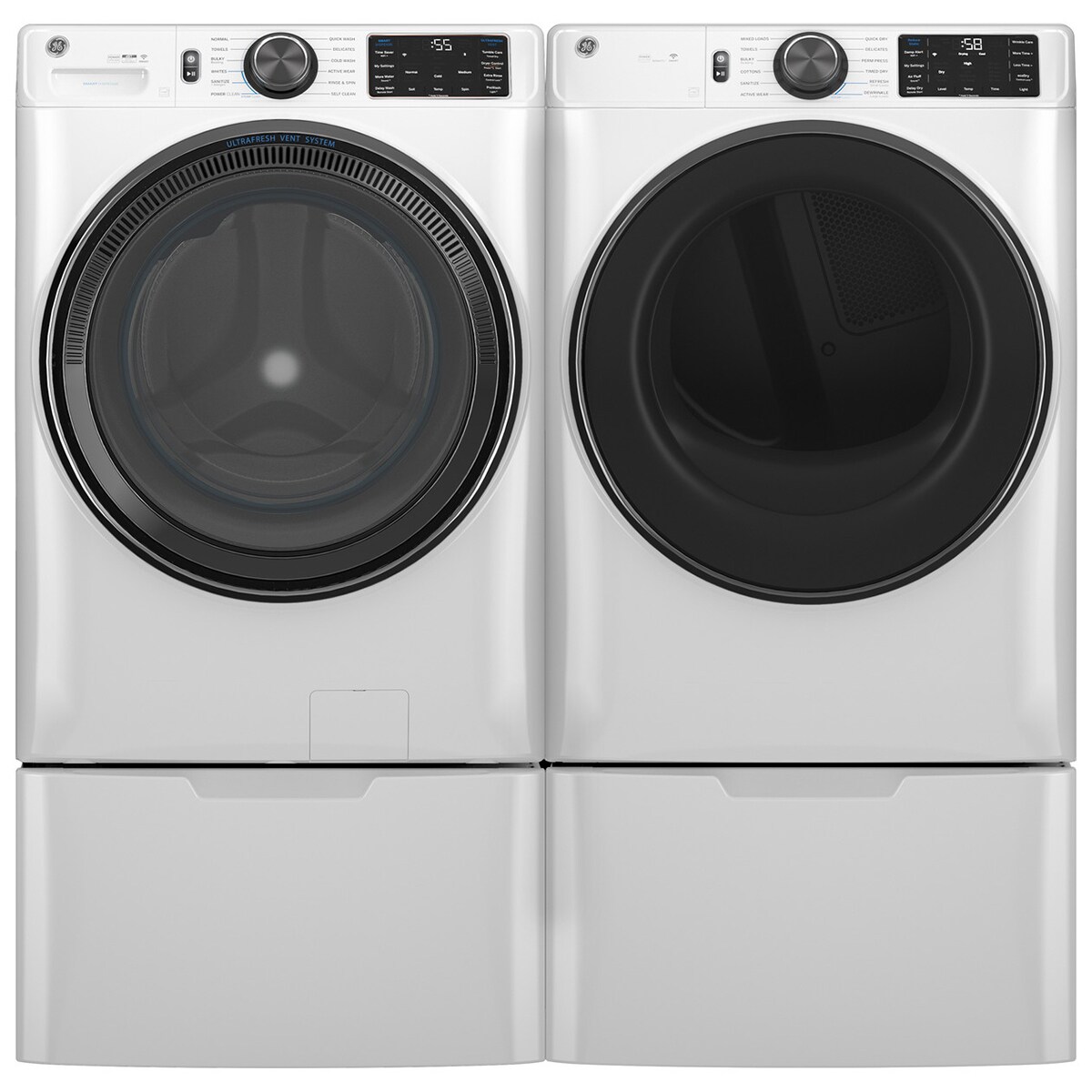 GE 28 in. 5.0 cu. ft. Smart Stackable Front Load Washer with OdorBlock ...