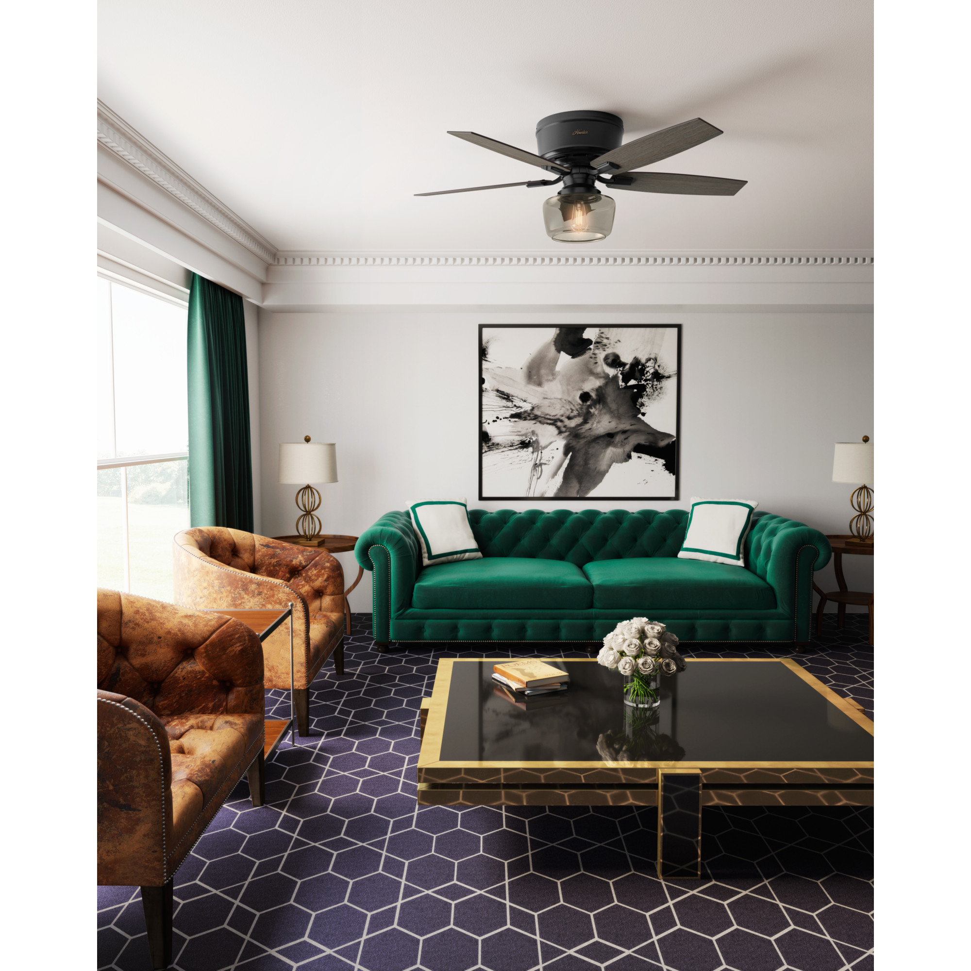 Hunter Bennett 52 in. Low Profile Ceiling Fan with LED Light Kit And ...