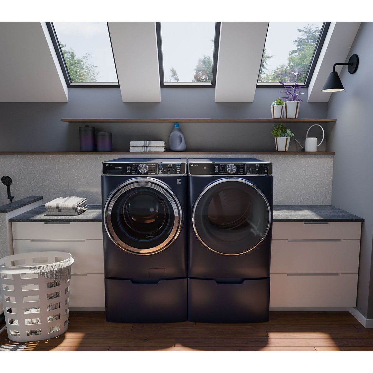 GE Profile 28 in. 7.8 cu. ft. Smart Stackable Electric Dryer with ...