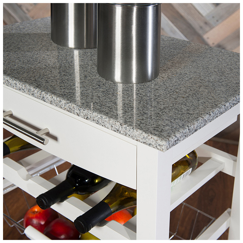 Cullen Kitchen Cart with Granite Top-White | P.C. Richard & Son