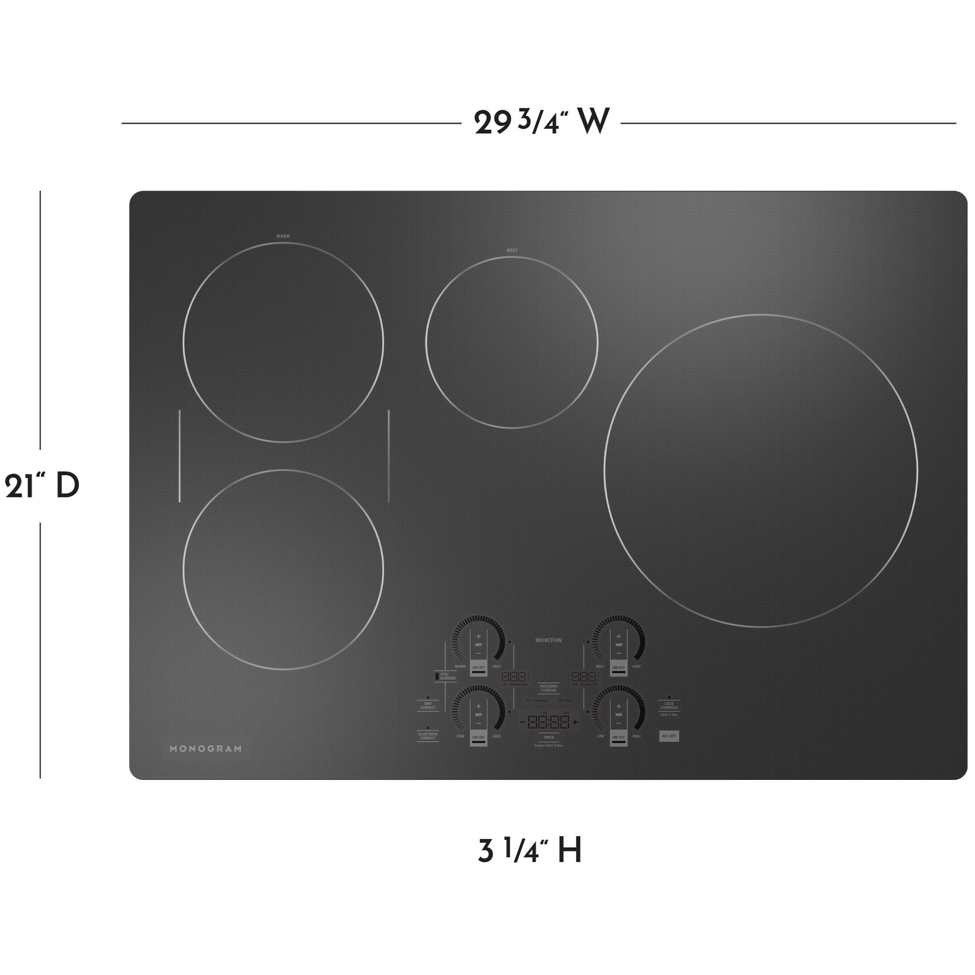 Monogram 30 in. 4-Burner Smart Induction Cooktop with Power Burner ...