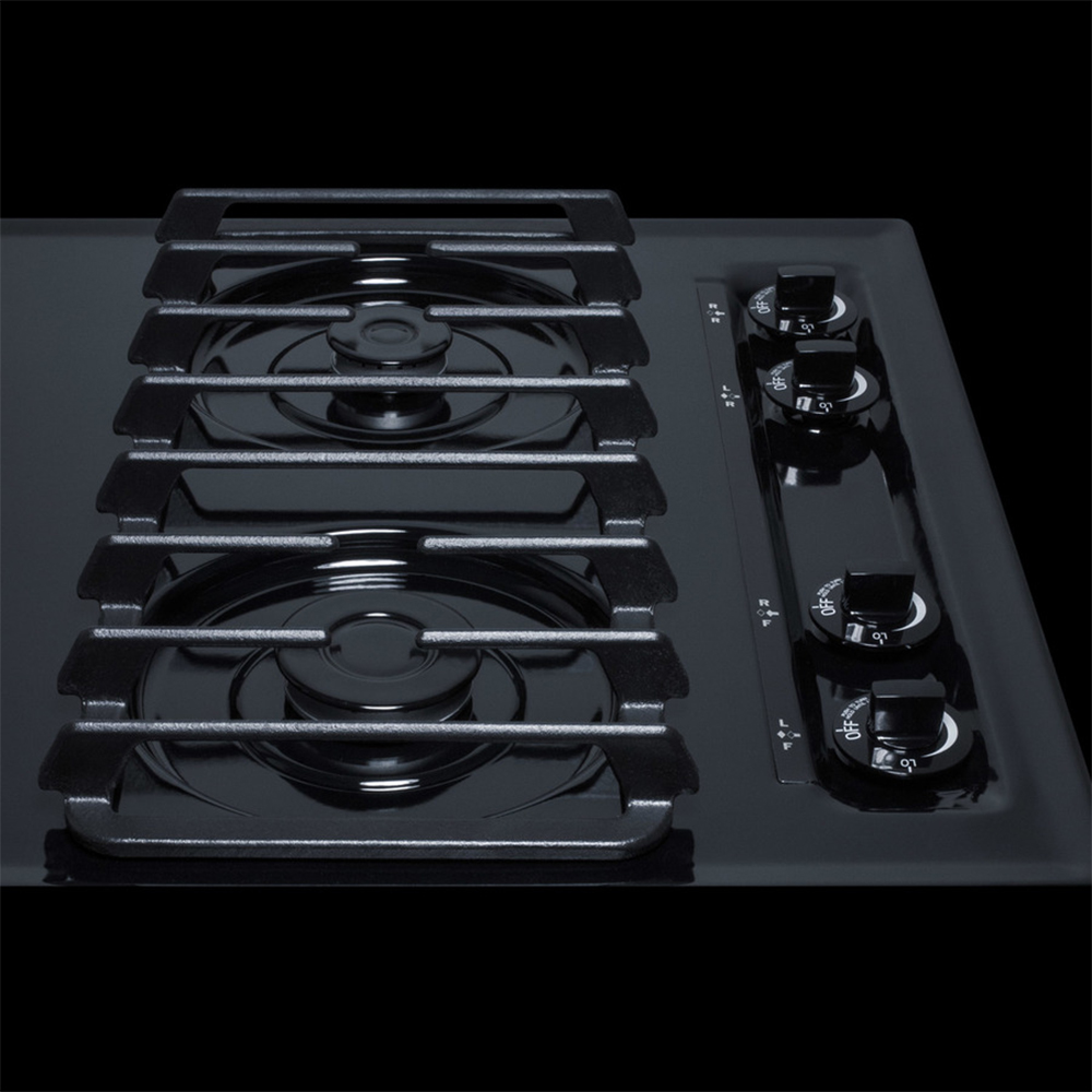 Summit 24 in. 4-Burner Natural Gas Cooktop with Simmer Burner - Black ...